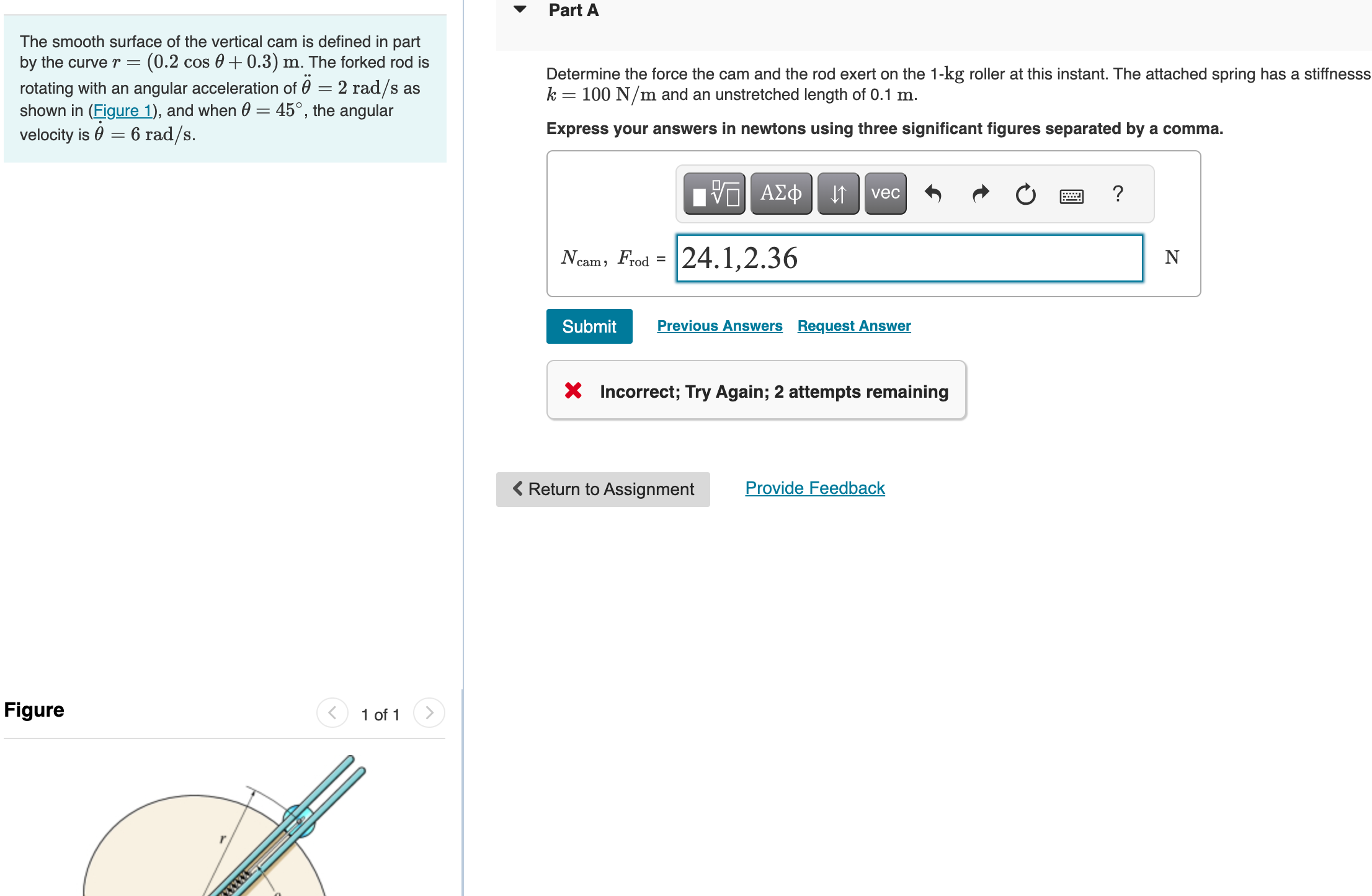 Solved The smooth surface of the vertical cam is defined in | Chegg.com