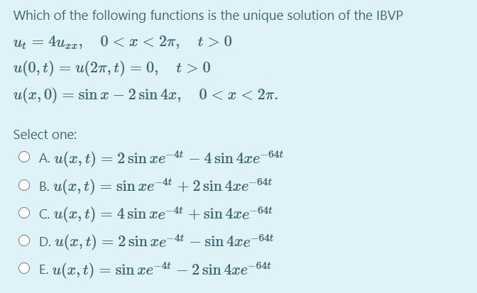 Solved Which of the following functions is the unique | Chegg.com