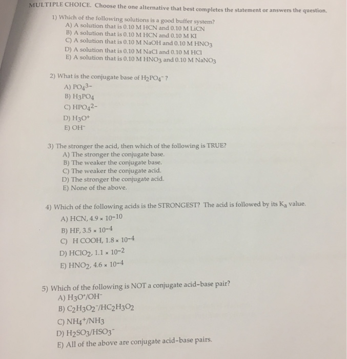 Solved Which of the following solutions is a good buffer | Chegg.com