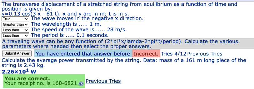 Solved The transverse displacement of a stretched string | Chegg.com