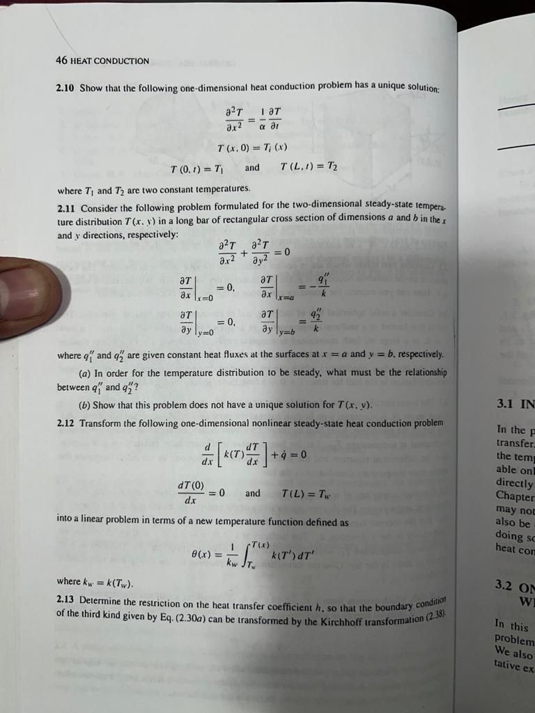 Solved 2.10 Show that the following one-dimensional heat | Chegg.com