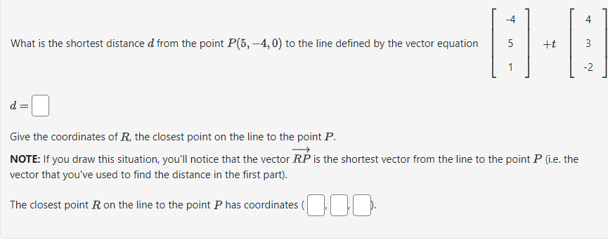 Solved What is the shortest distance d from the point | Chegg.com