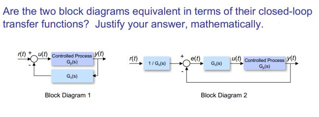 Solved Are the two block diagrams equivalent in terms of | Chegg.com