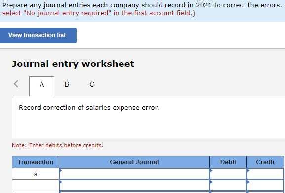 Solved Below are three independent and unrelated errors. a. | Chegg.com