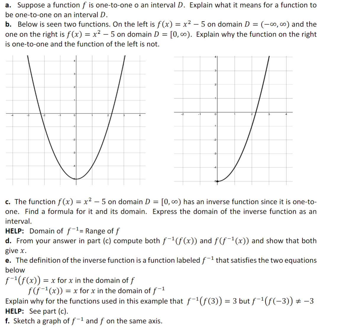 Solved a. Suppose a function f is one-to-one o an interval | Chegg.com