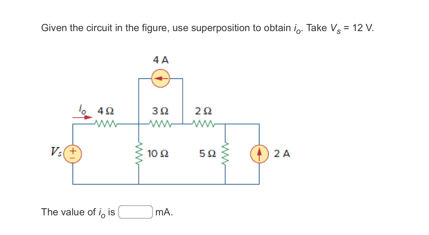 Solved Given the circuit in the figure, use superposition to | Chegg.com