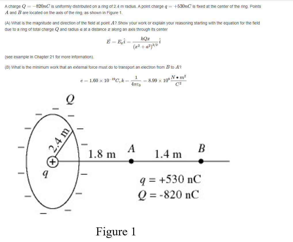 Solved A charge Q = -820nC is uniformly distributed on a | Chegg.com