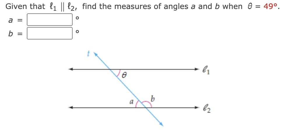 Solved Given that m∠a=35∘ and m∠b=54∘, find the measures of | Chegg.com