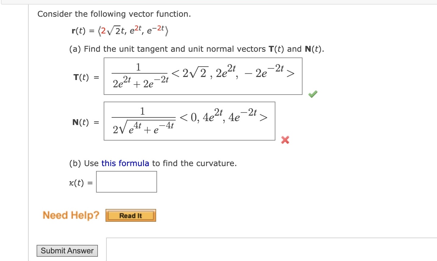 Solved Consider the following vector function. | Chegg.com