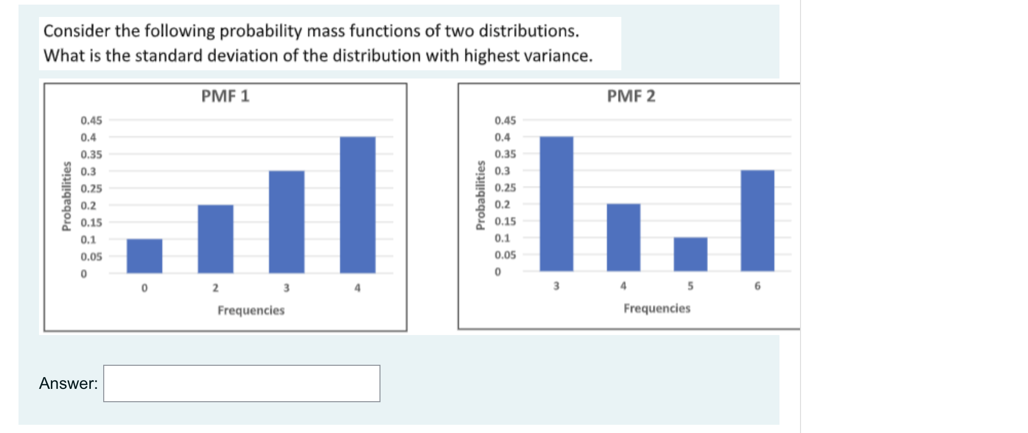 Solved Consider the following probability mass functions of | Chegg.com
