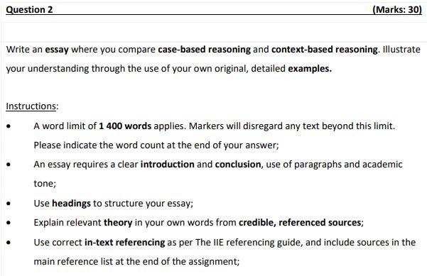 Solved Write An Essay Where Comparing Case Based Reasoning 3910