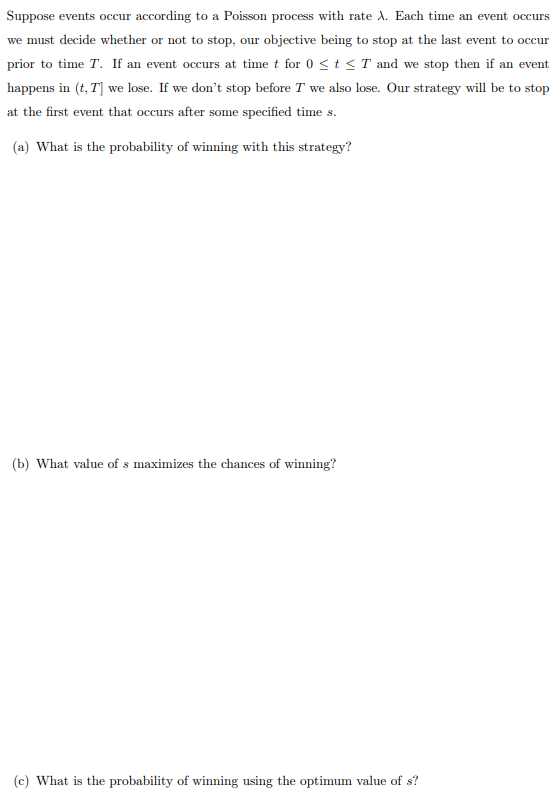Solved Suppose events occur according to a Poisson process | Chegg.com