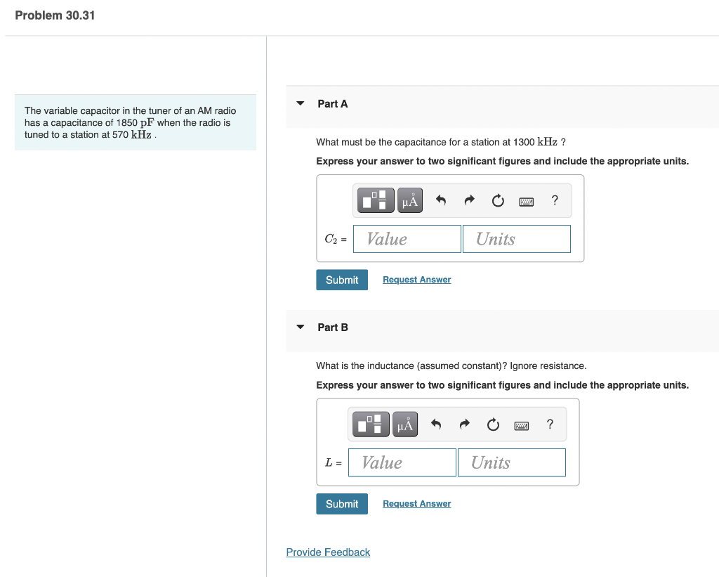 Solved The variable capacitor in the tuner of an AM radio | Chegg.com