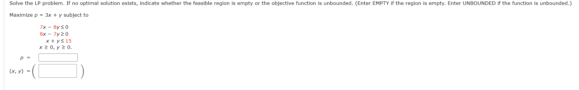 Solved Maximize p=3x+y subject to | Chegg.com