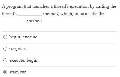 Solved A program that launches a thread's execution by | Chegg.com