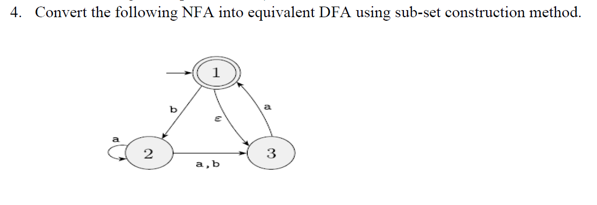 4. Convert the following NFA into equivalent DFA | Chegg.com