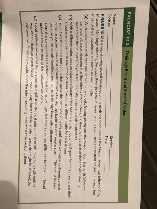 Solved EXERCISE 10.5 Drainage Basins and Stream Divides | Chegg.com