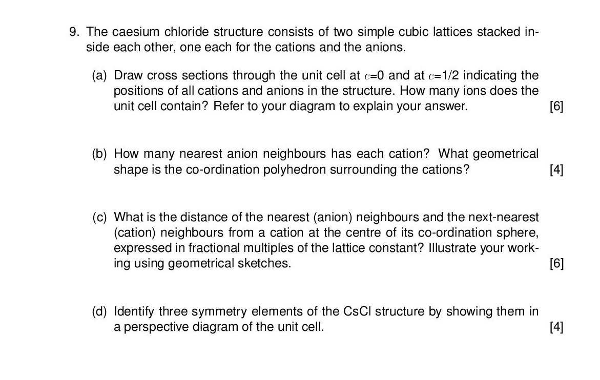 9. The caesium chloride structure consists of two | Chegg.com