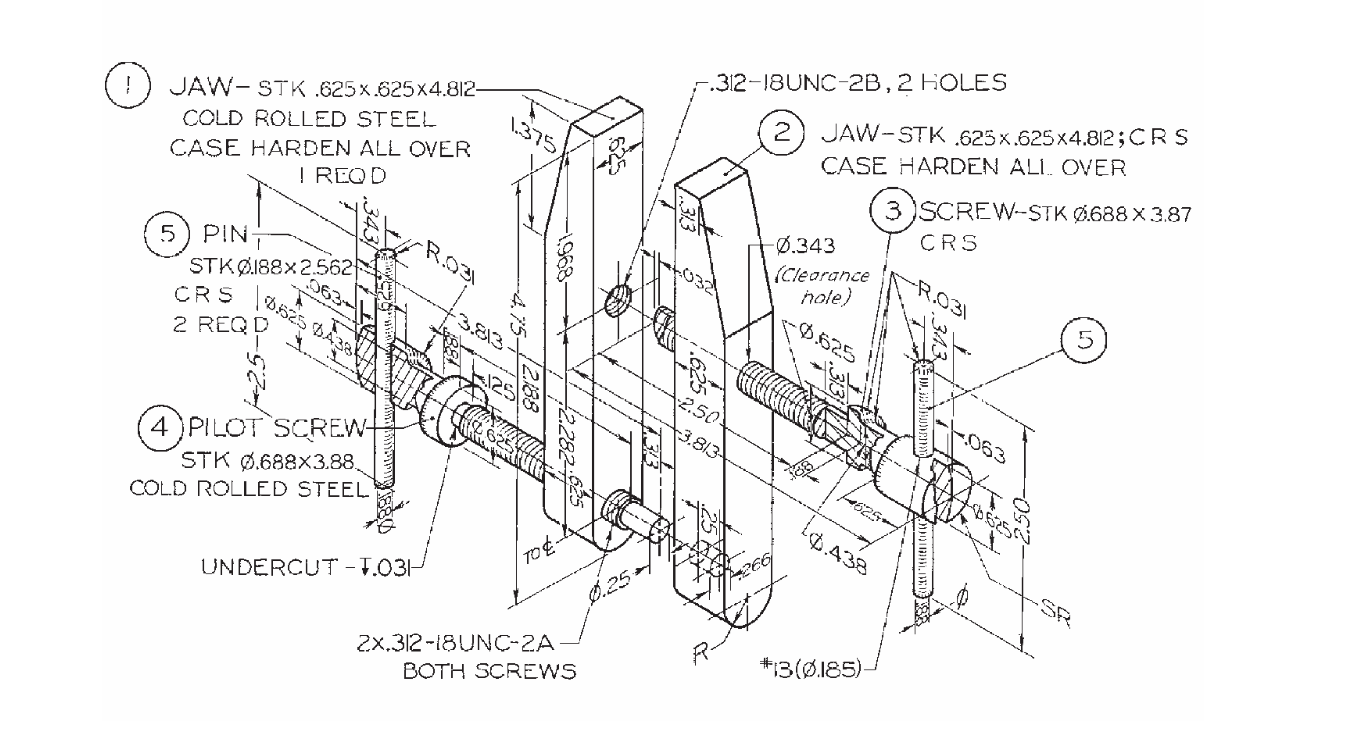 Solved Exercise 14.35 For the machinist’s clamp, draw the | Chegg.com