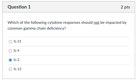 Solved Question 1 2 pts Which of the following cytokine | Chegg.com