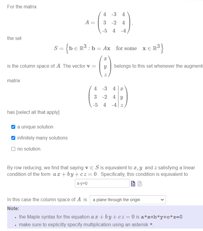 Solved For the matrix A= 4 -3 4 3 -24 -5 4 -4 the set S = | Chegg.com