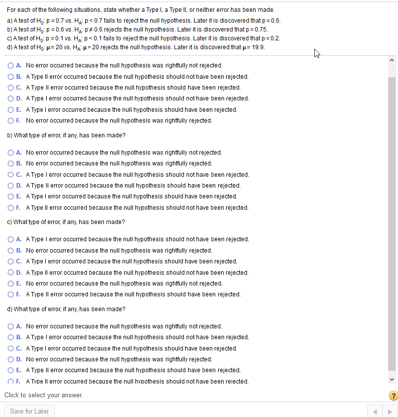Solved For each of the following situations, state whether | Chegg.com