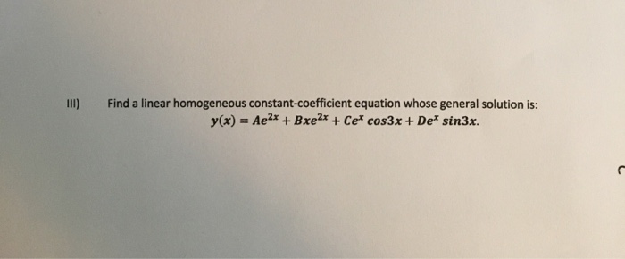 Solved Find a linear homogeneous constant-coefficient | Chegg.com