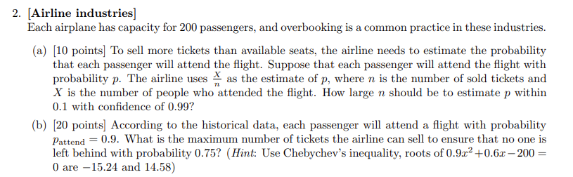 Solved [Airline industries] Each airplane has capacity for | Chegg.com