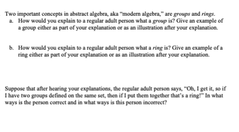 Solved Two important concepts in abstract algebra, aka | Chegg.com