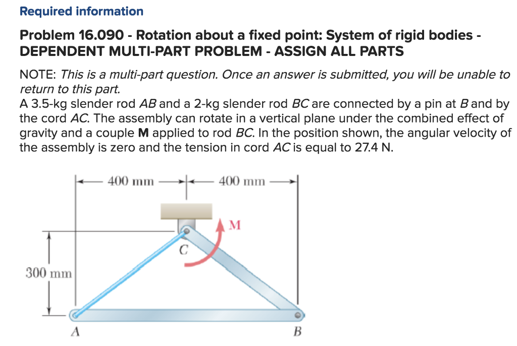 Solved Required information Problem 16.090 - Rotation about | Chegg.com