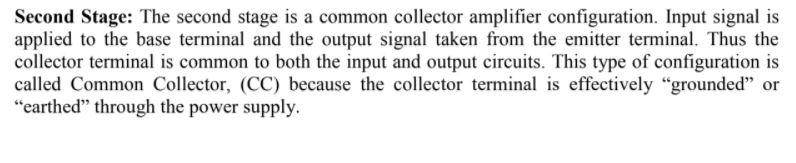 Second Stage: The second stage is a common collector | Chegg.com