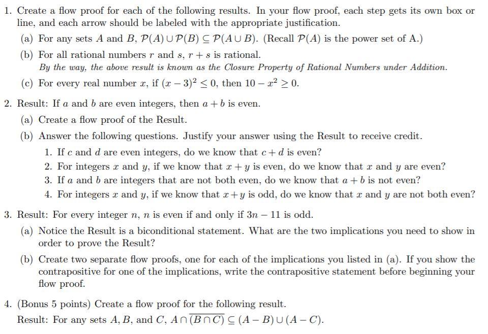 Solved 1. Create a flow proof for each of the following | Chegg.com