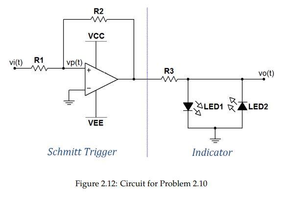 Solved Figure 2.12 shows a Schmitt trigger comparator, a | Chegg.com