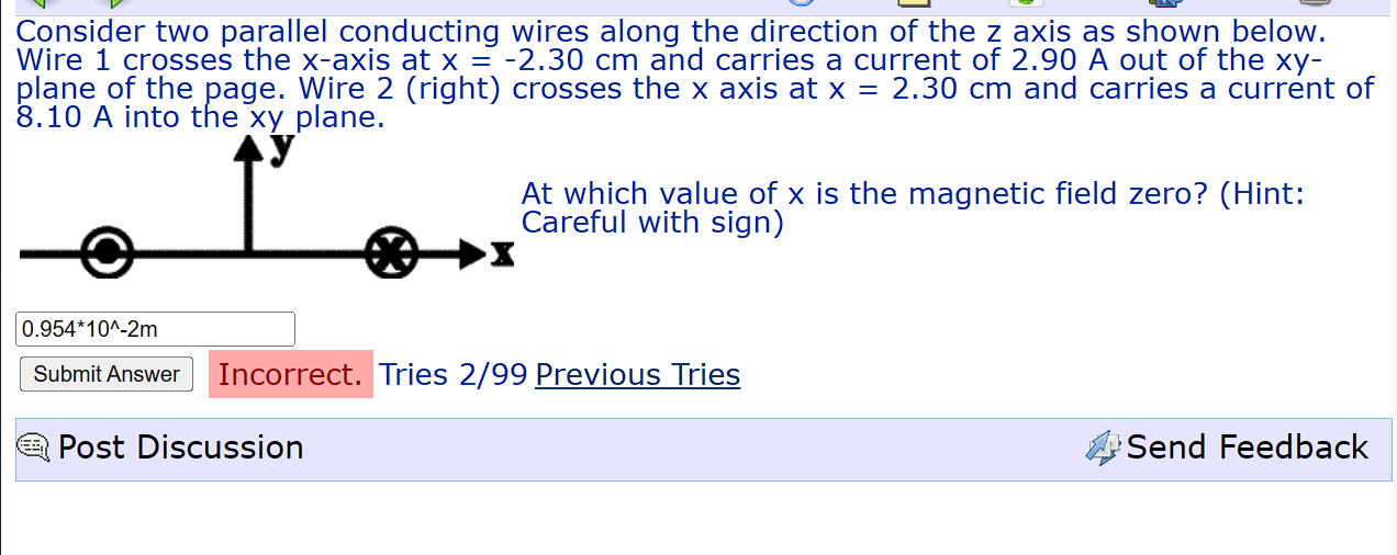 Solved Consider two parallel conducting wires along the | Chegg.com