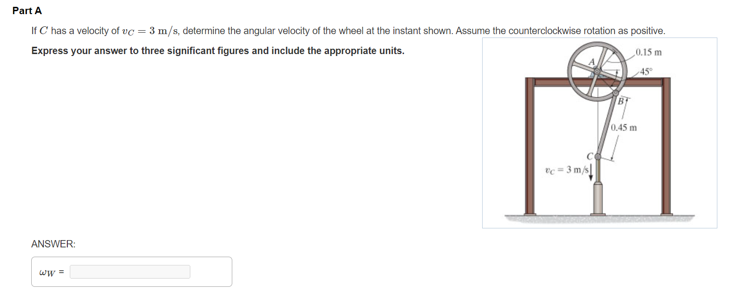Solved If C has a velocity of vC=3 m/s, determine the | Chegg.com