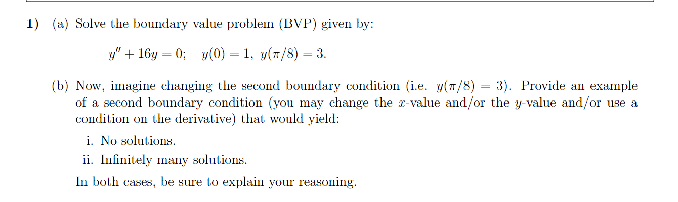 Solved (a) Solve the boundary value problem (BVP) given by: | Chegg.com