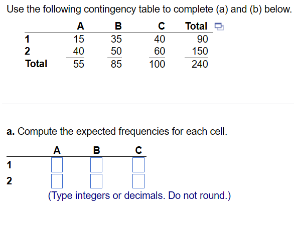 Solved Use the following contingency table to complete (a) | Chegg.com