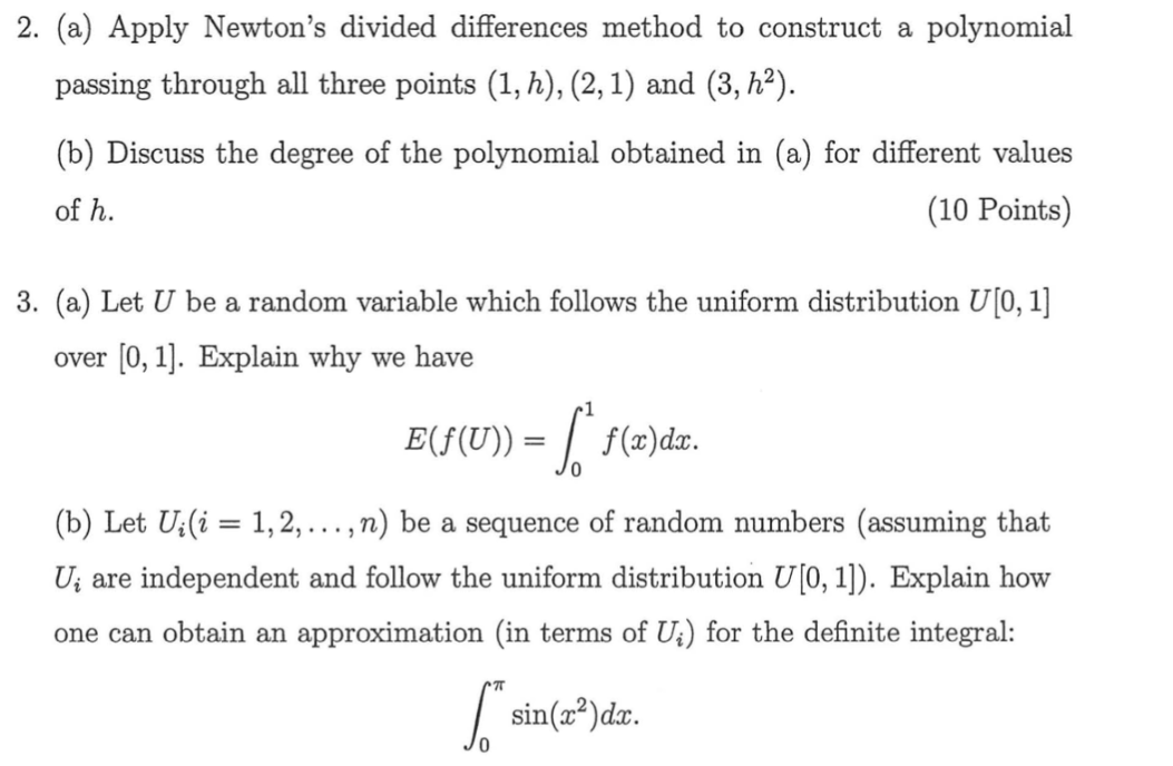 Solved 2. (a) Apply Newton's divided differences method to | Chegg.com