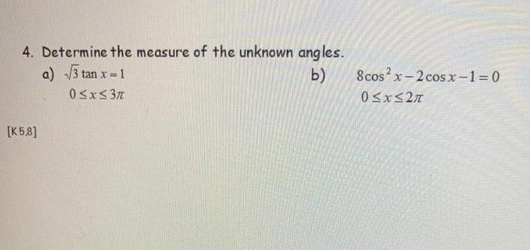 Solved 4. Determine the measure of the unknown angles. a) | Chegg.com