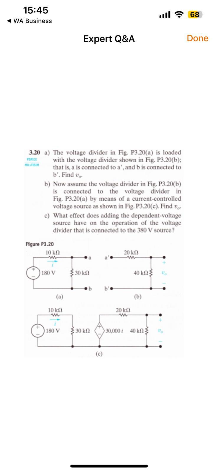 Solved 3.20 a) The voltage divider in Fig. P3.20(a) is | Chegg.com