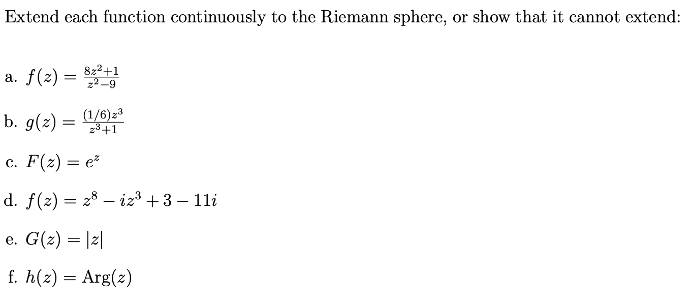Solved Extend each function continuously to the Riemann | Chegg.com