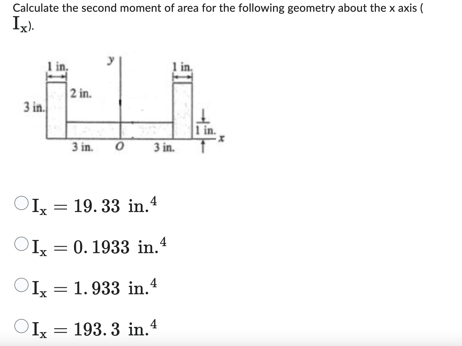Solved Calculate the second moment of area for the following | Chegg.com