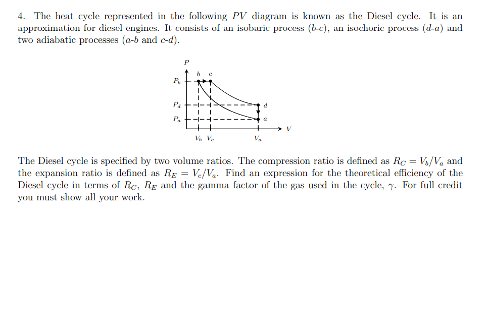 Solved 4. The heat cycle represented in the following PV | Chegg.com