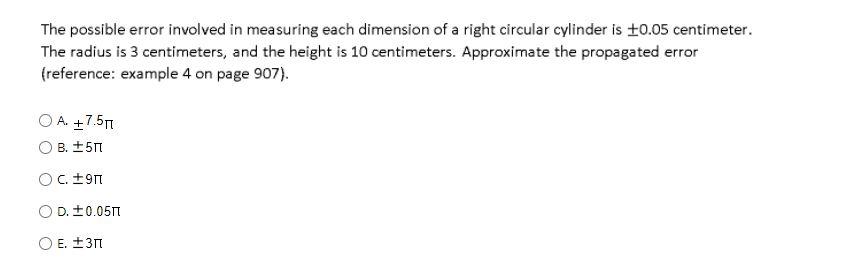 Solved The possible error involved in measuring each | Chegg.com
