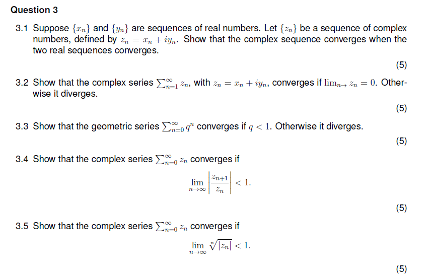 Solved Question 3 3.1 Suppose {en} and {yn} are sequences of | Chegg.com