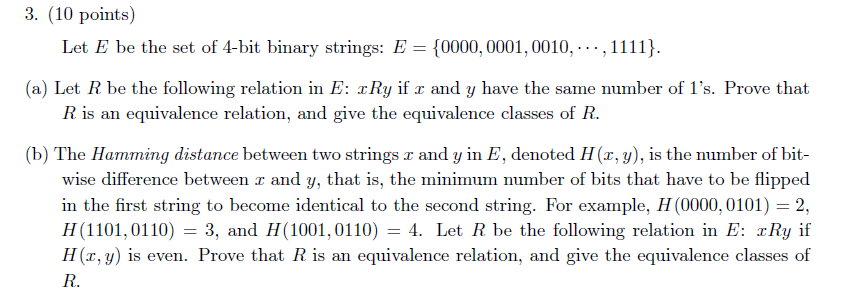 3. (10 points) Let E be the set of 4-bit binary | Chegg.com