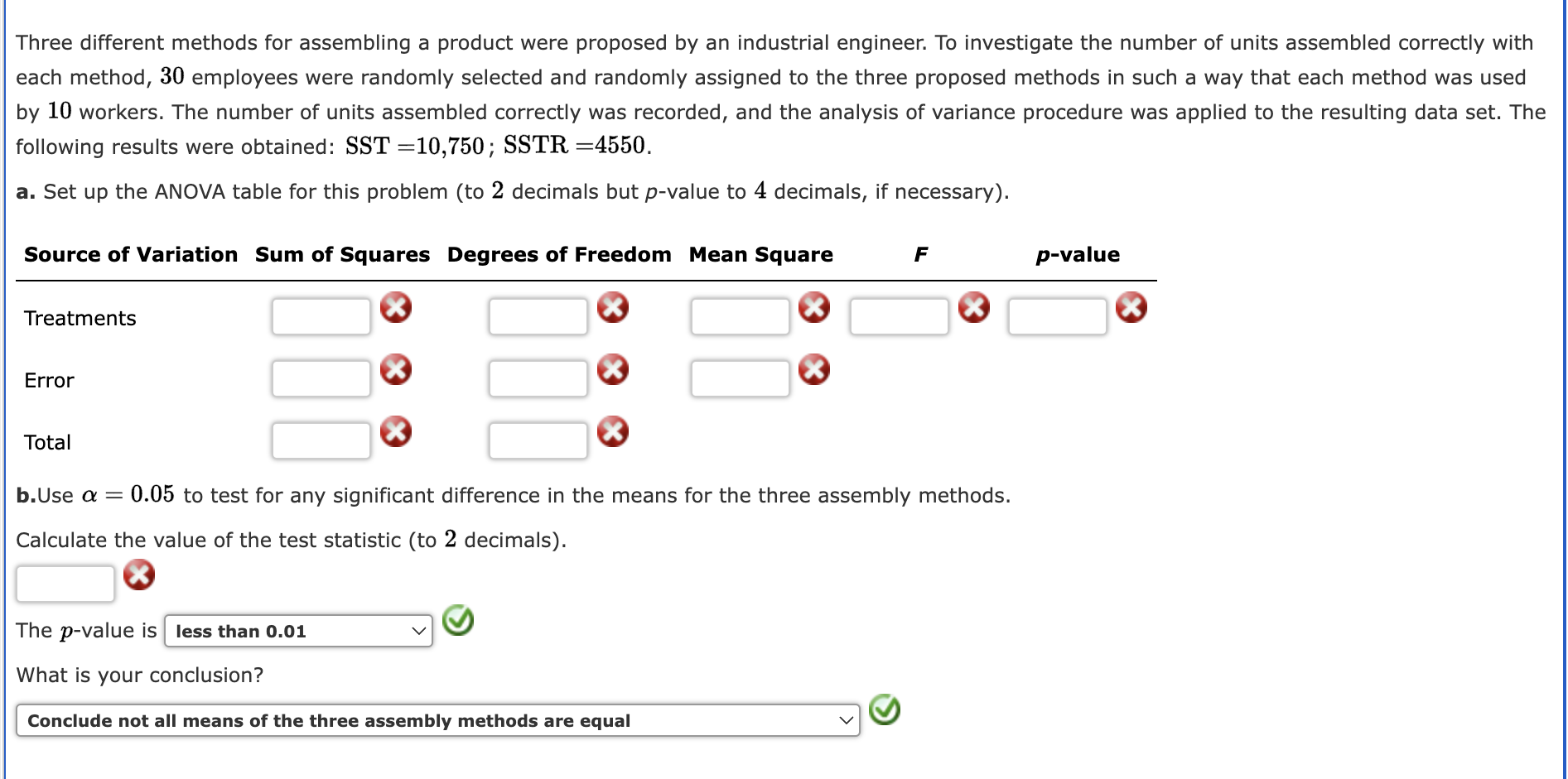 Solved Three different methods for assembling a product were | Chegg.com