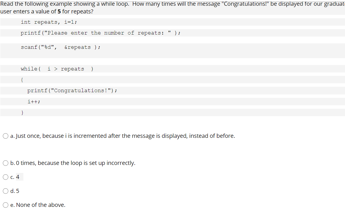 Solved Read the following example showing a while loop. How | Chegg.com