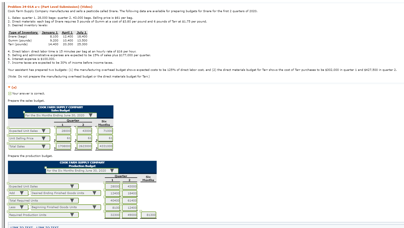 Solved Problem 24-01A a-c (Part Level Submission) (Video) | Chegg.com