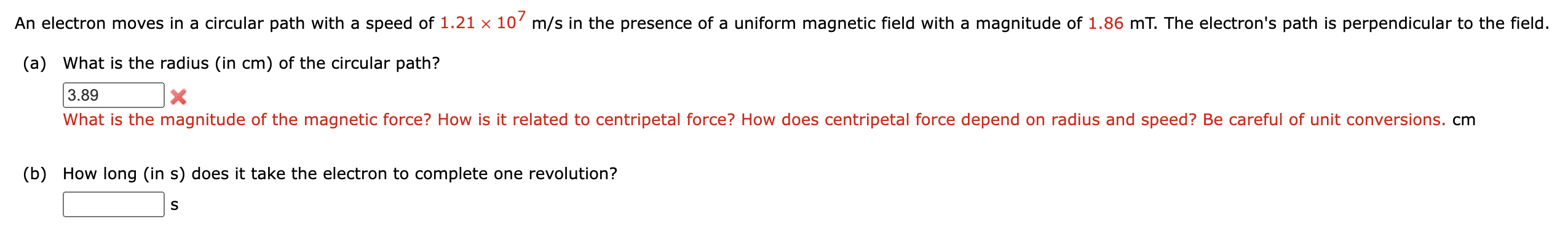 Solved An electron moves in a circular path with a speed of | Chegg.com